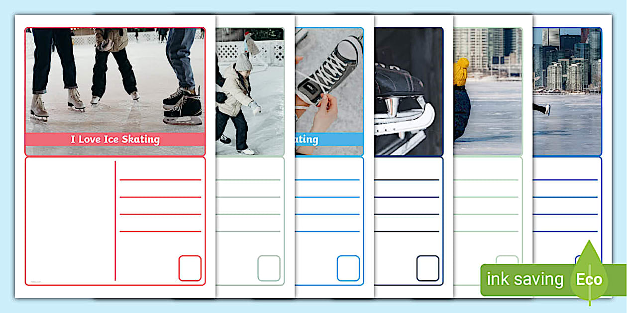 Printable Ice Skating Postcards (teacher made) - Twinkl