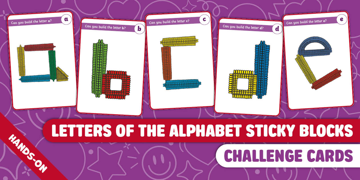 Letters of the Alphabet Sticky Blocks Challenge Cards