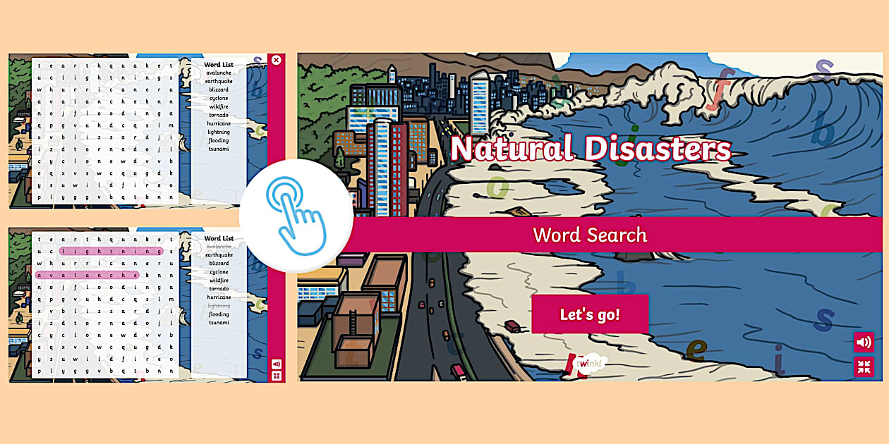 Natural Disasters Interactive Word Search (teacher made)