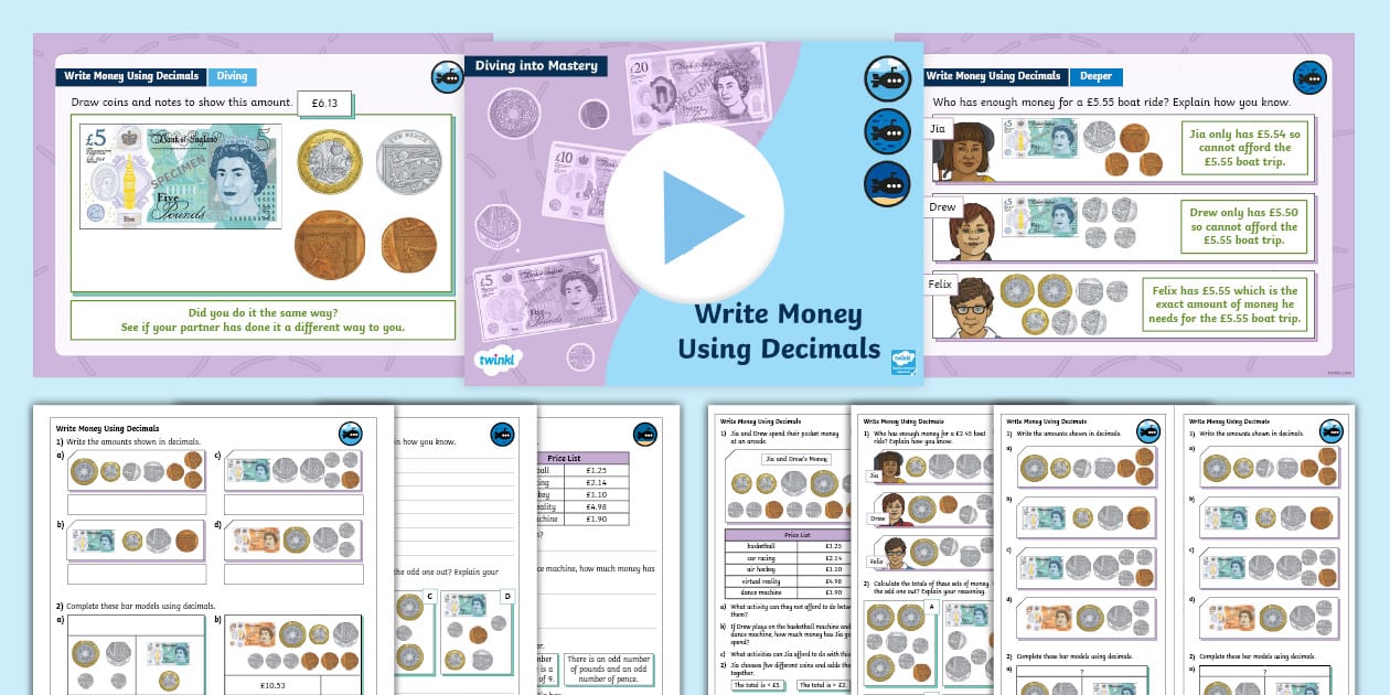 👉 Year 4 DiM: Step 1 Write Money Using Decimals Teaching Pack