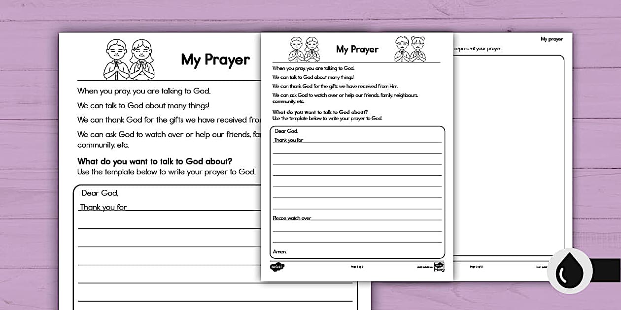 Prayer Writing Template (Teacher-Made) - Twinkl