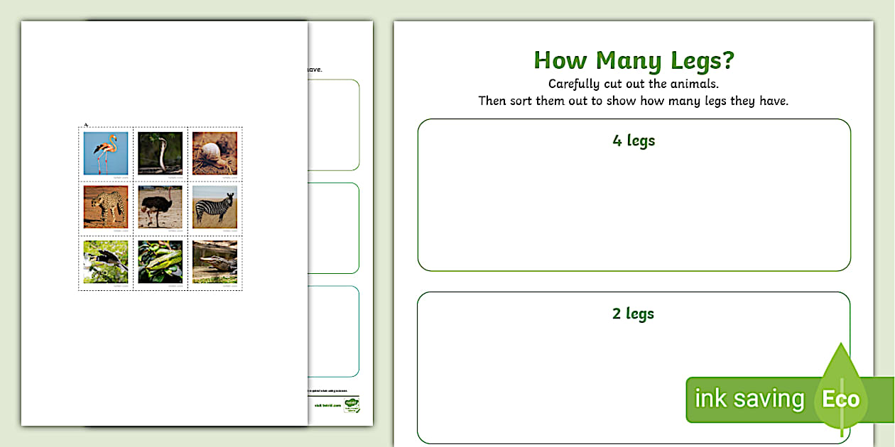 African Animals Leg Sorting Worksheet - Twinkl