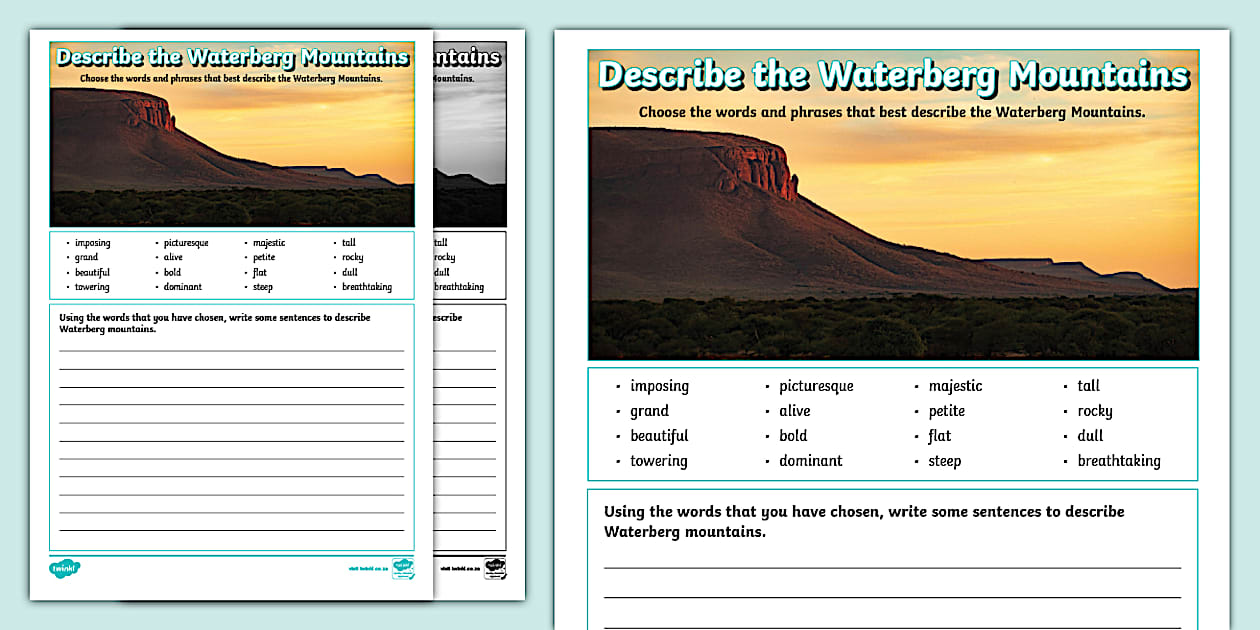 Describe the Waterberg Mountains Worksheet - Twinkl