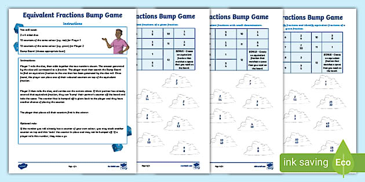 👉 Equivalent Fractions Bump Game (teacher made) - Twinkl