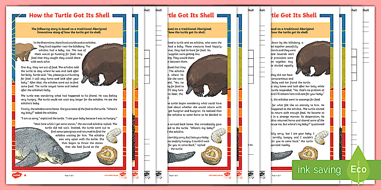 Free Online Reading Comprehension Worksheet | Turtle Shell