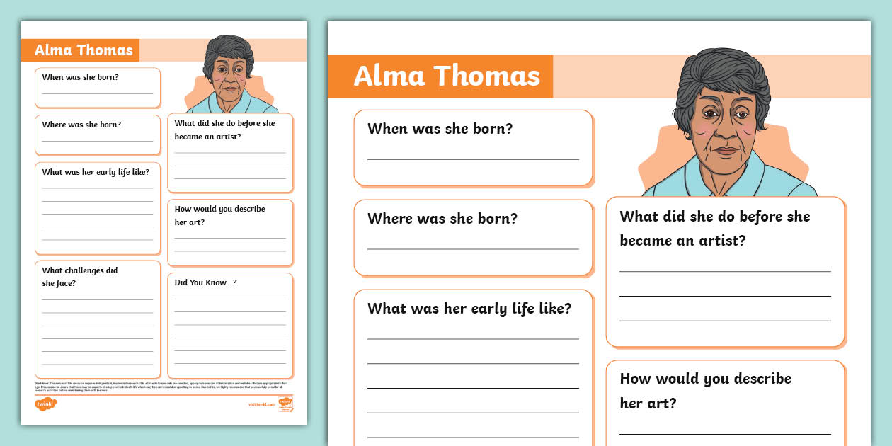 KS1 Alma Thomas Fact File Template (teacher made) - Twinkl