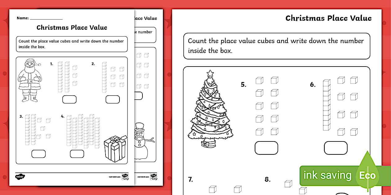 Christmas Place Value Activity Sheet (teacher made) - Twinkl