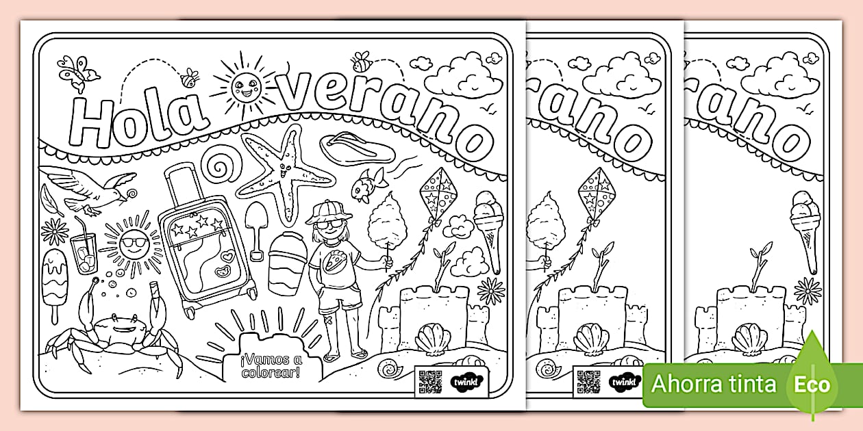 Verano - actividad para colorear (teacher made) - Twinkl