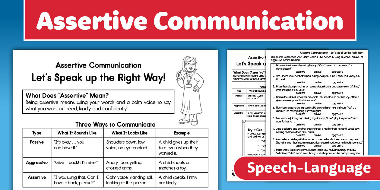 Assertive Communication Worksheet | Speech | Twinkl USA
