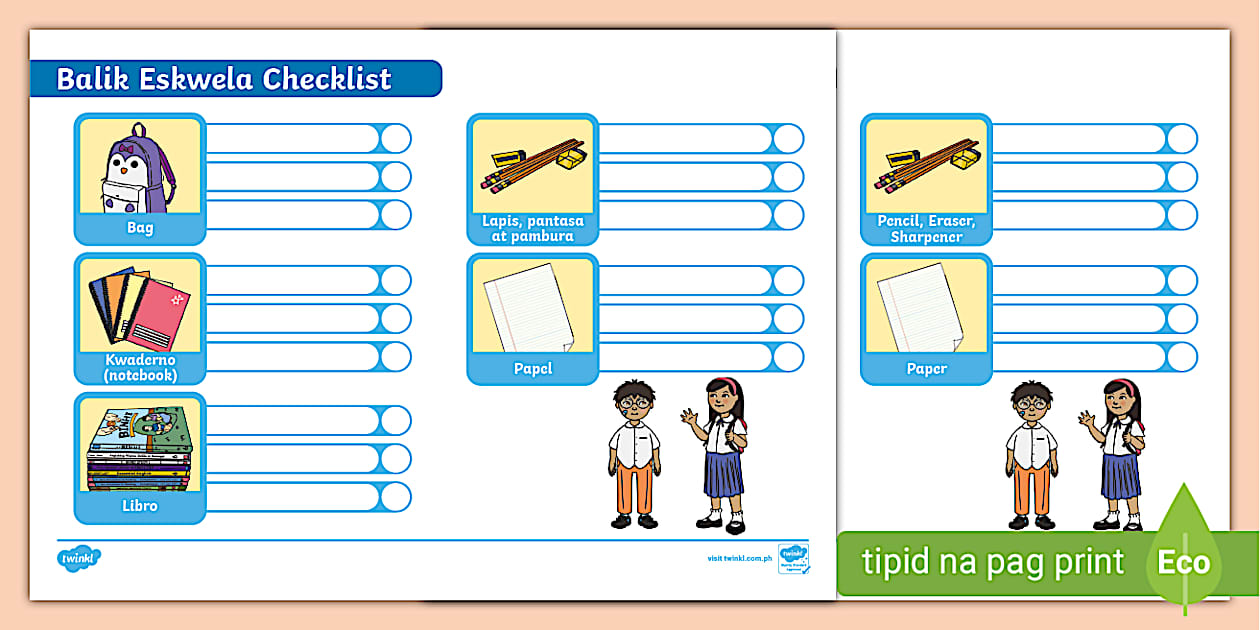 Balik Eskwela / Back to School Checklist | Twinkl - Twinkl