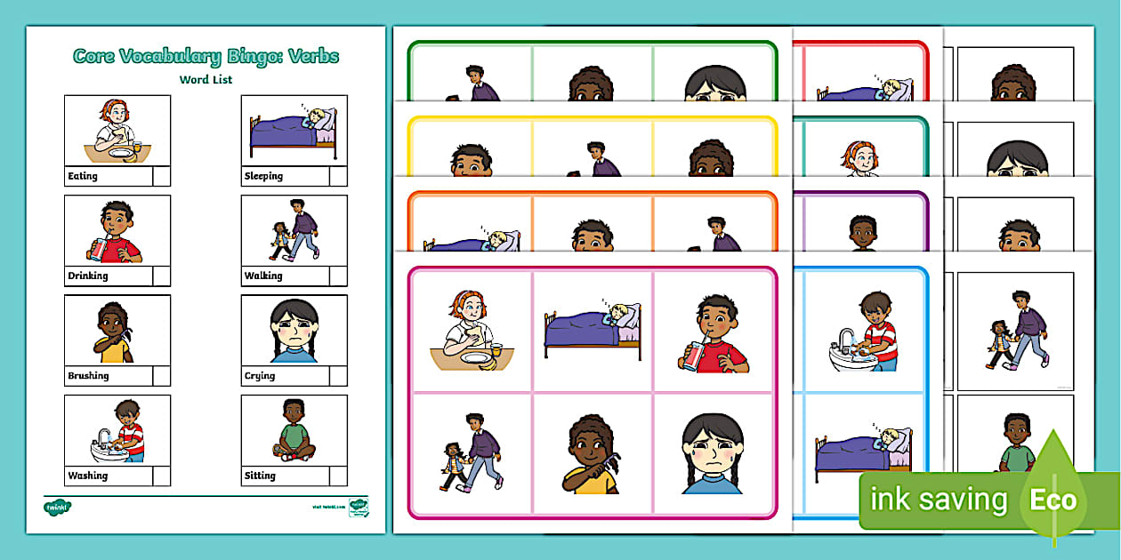 Core Vocabulary Bingo: Verbs