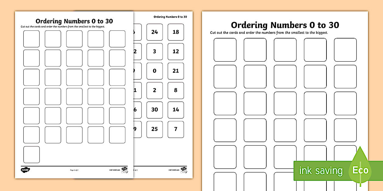 Ordering Numbers 1 to 30 Activity (Teacher-Made) - Twinkl