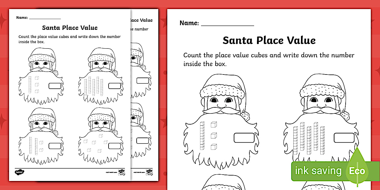 Santa Place Value Activity Sheet (Teacher-Made) - Twinkl