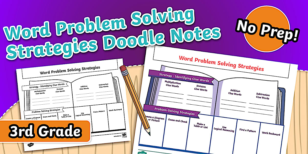 Third Grade Word Problem Solving Strategies Doodle Organizer