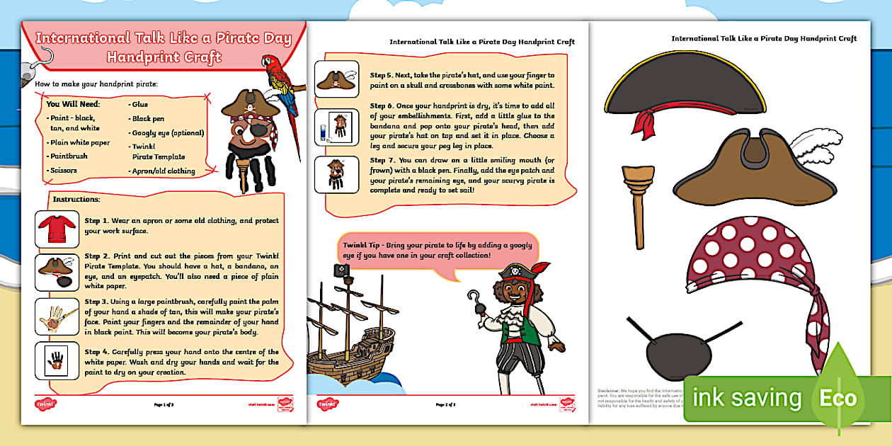 International Talk like a Pirate Day -Pirate Handprint Craft