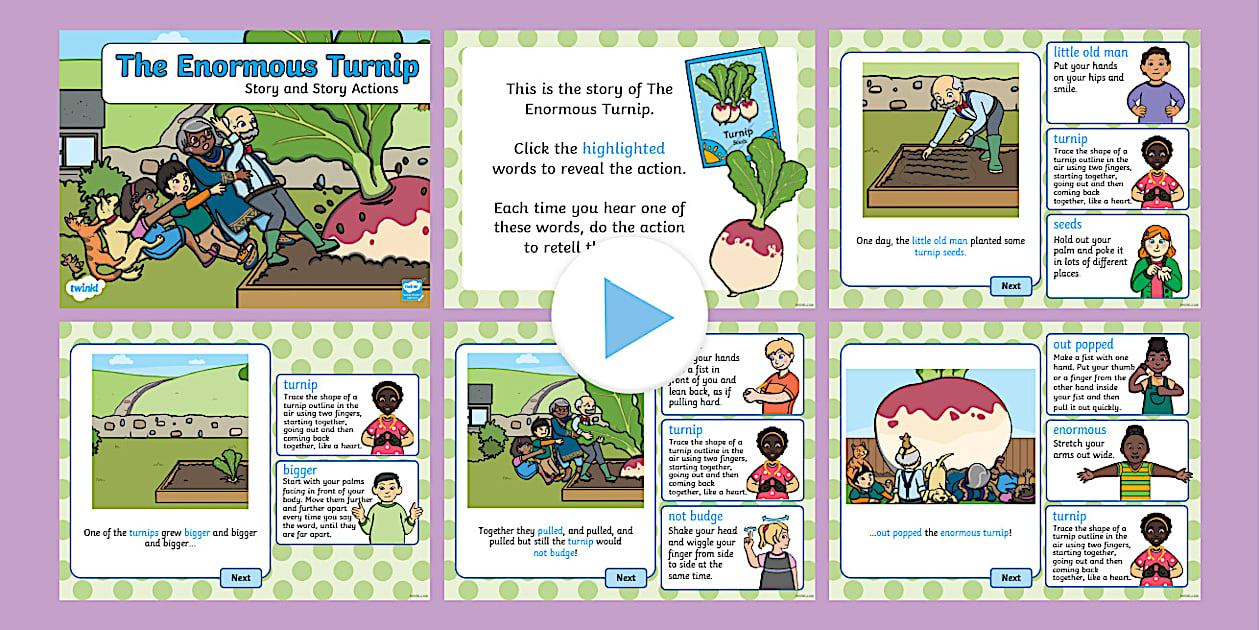 The Enormous Turnip Story PowerPoint with Story Actions