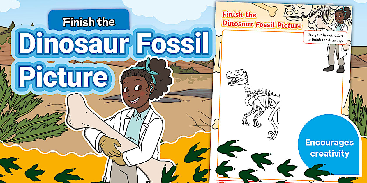 Finish the Dinosaur Fossil Picture Worksheet
