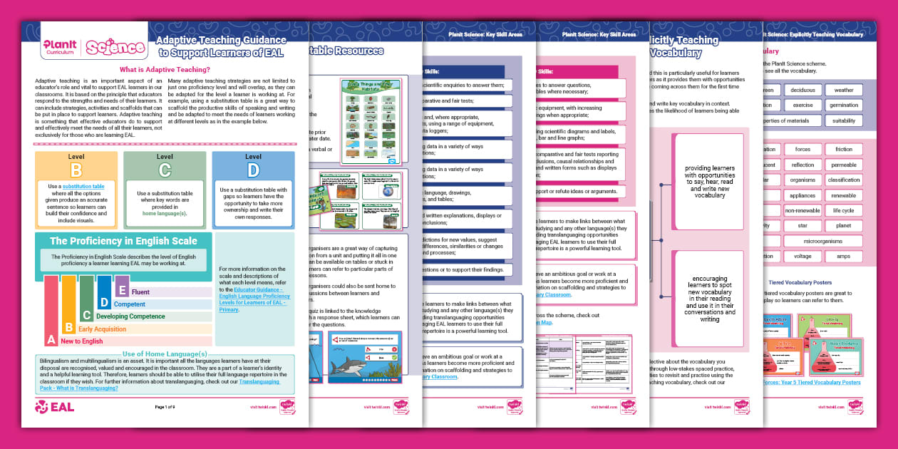 PlanIt Science: EAL Adaptive Teaching Guidance - Twinkl