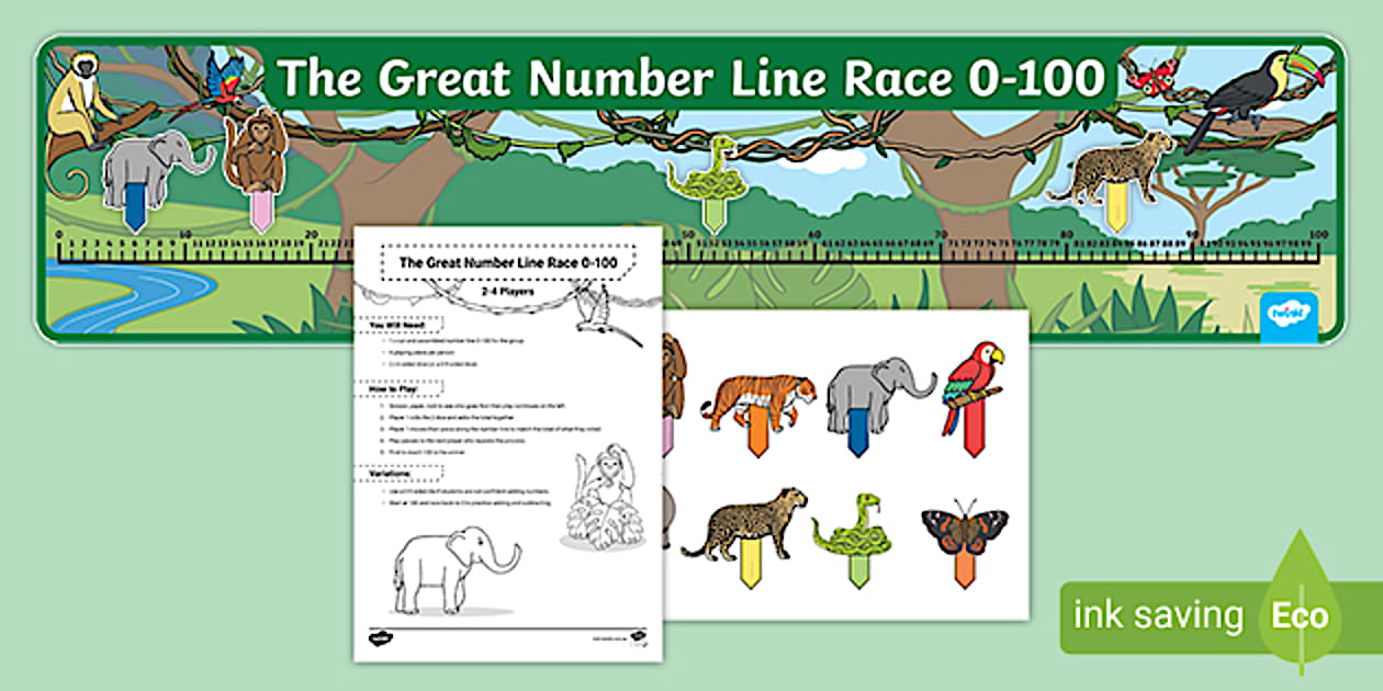 The Great Number Line Race 0-100 (teacher made) - Twinkl