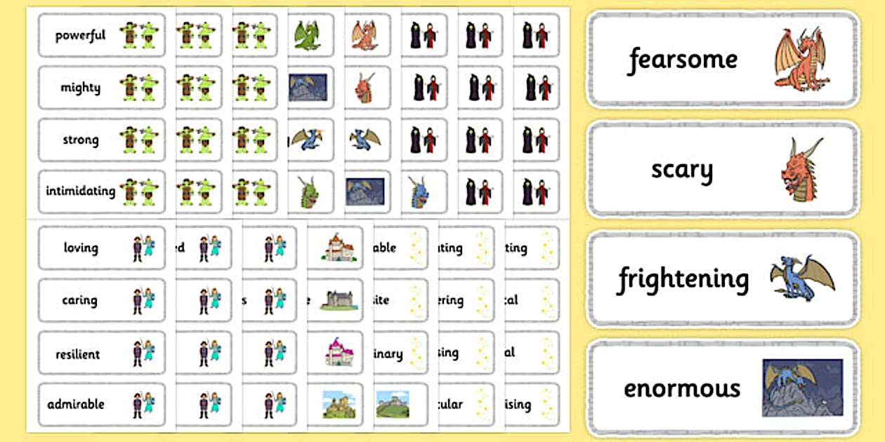 Dyslexic Fairy Tale Adjective Word Cards (professor feito)