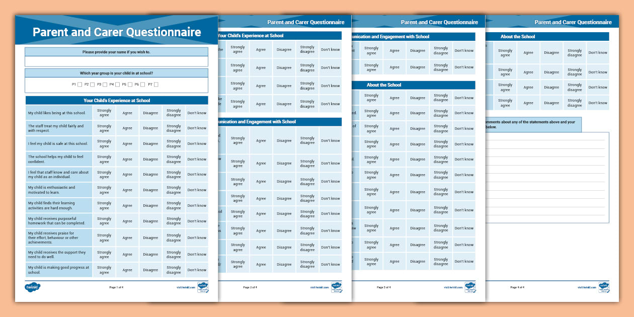 Parent and Carer Questionnaire (teacher made) - Twinkl