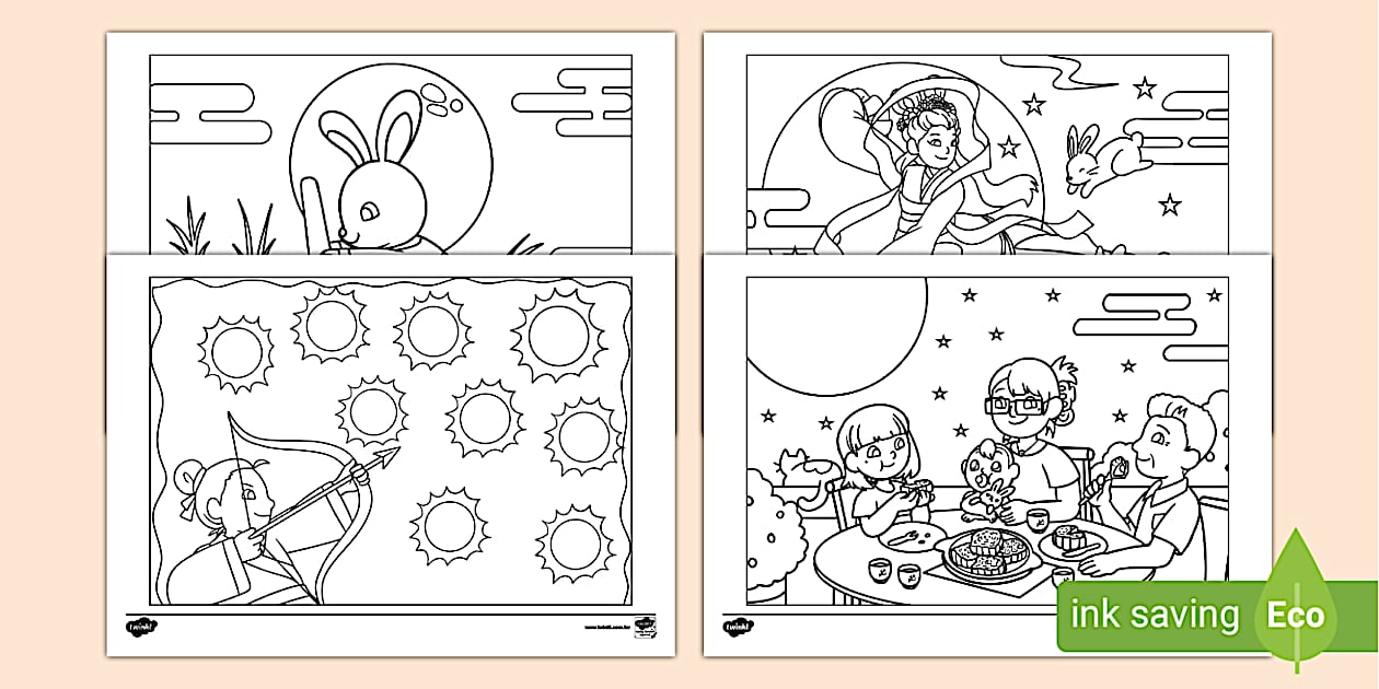 Mid-Autumn Festival Coloring Pages (teacher made) - Twinkl