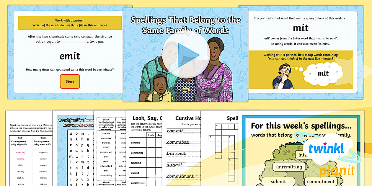 PlanIt Y6 Term 2A W4: Word Families Based on Common Words Spelling Pack