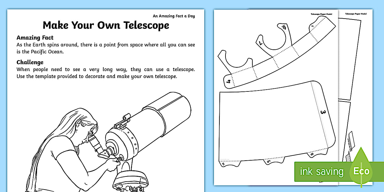 Make Your Own Telescope Worksheet / Worksheet - Twinkl