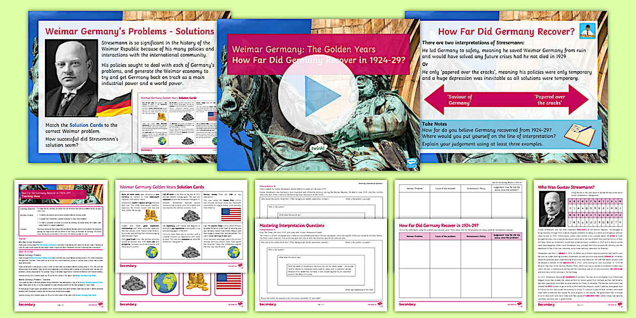 Weimar Germany: How Far Did Germany Recover in 1924-29? Lesson Pack