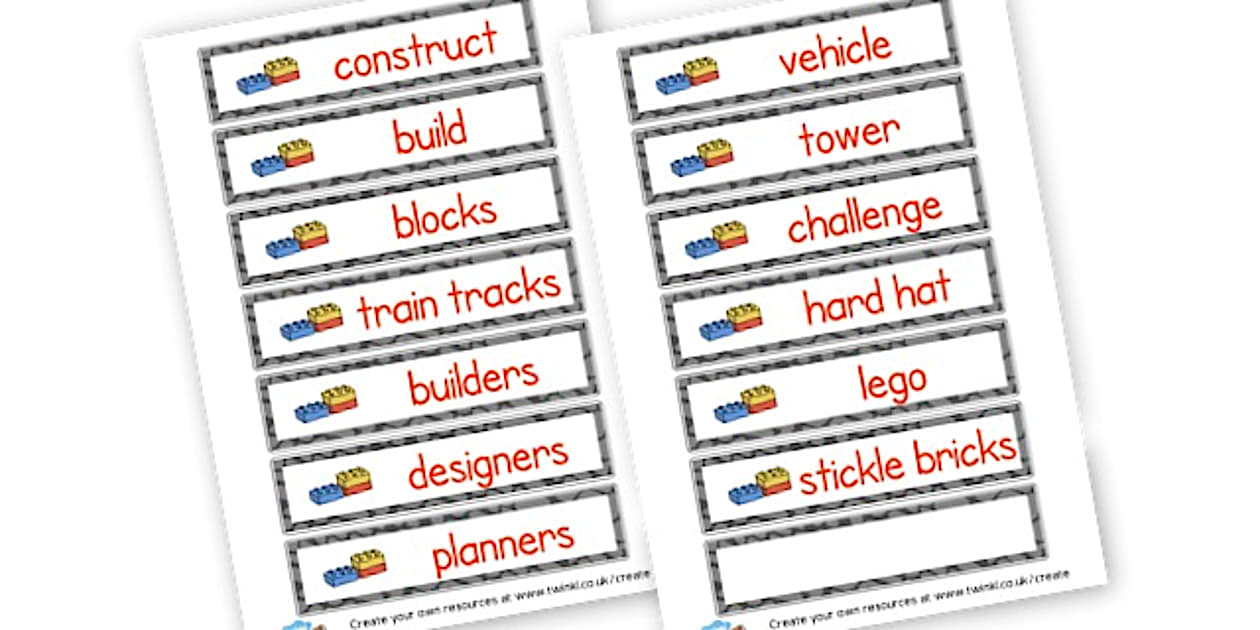 Construction Vocabulary Cards with Pictures-Primary Resource