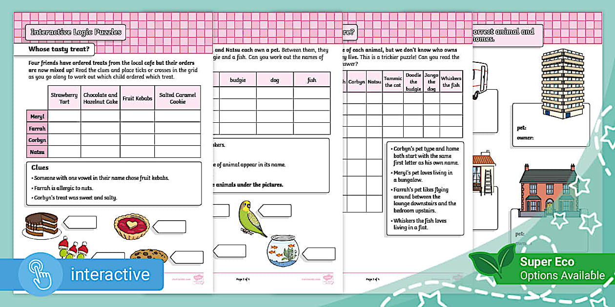 Interactive Logic Puzzles (Ages 5 - 7) (Teacher-Made)