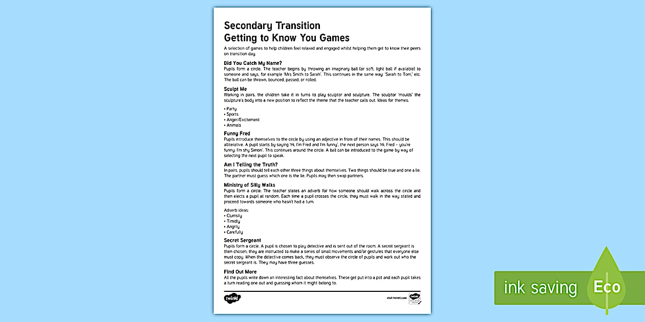 'Getting to Know You' Games Teaching Ideas (teacher made)
