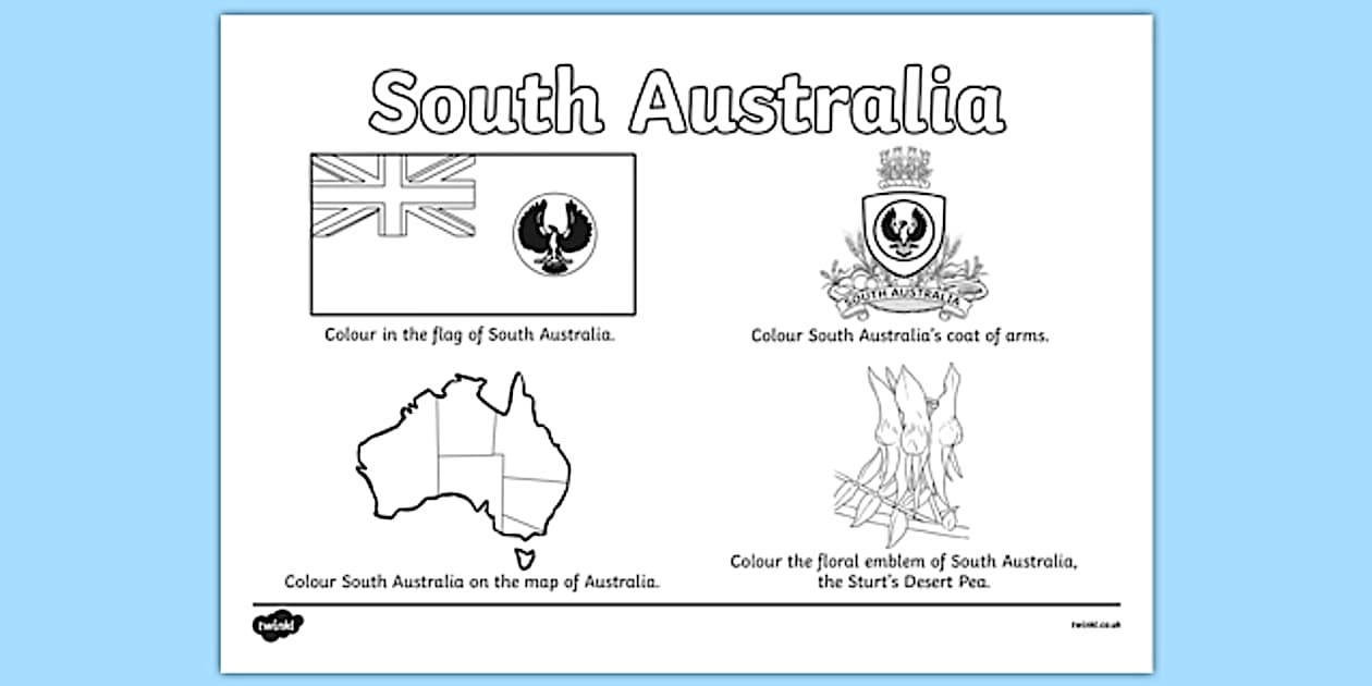 South Australia Colouring Sheet - Twinkl