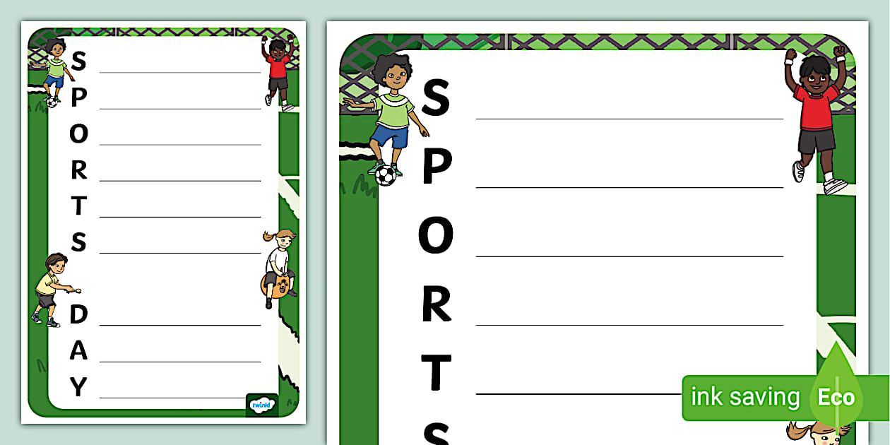 Sports Day Acrostic Poem Template