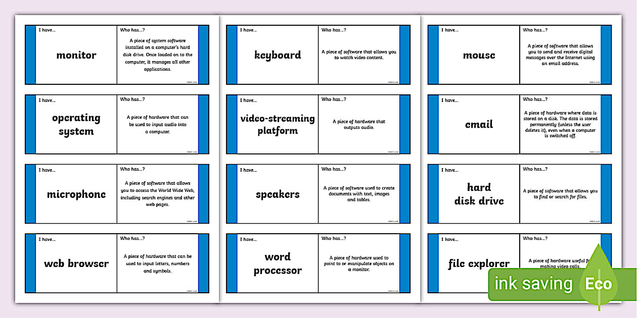 Hardware and Software Loop Cards - Twinkl - KS2 - Twinkl