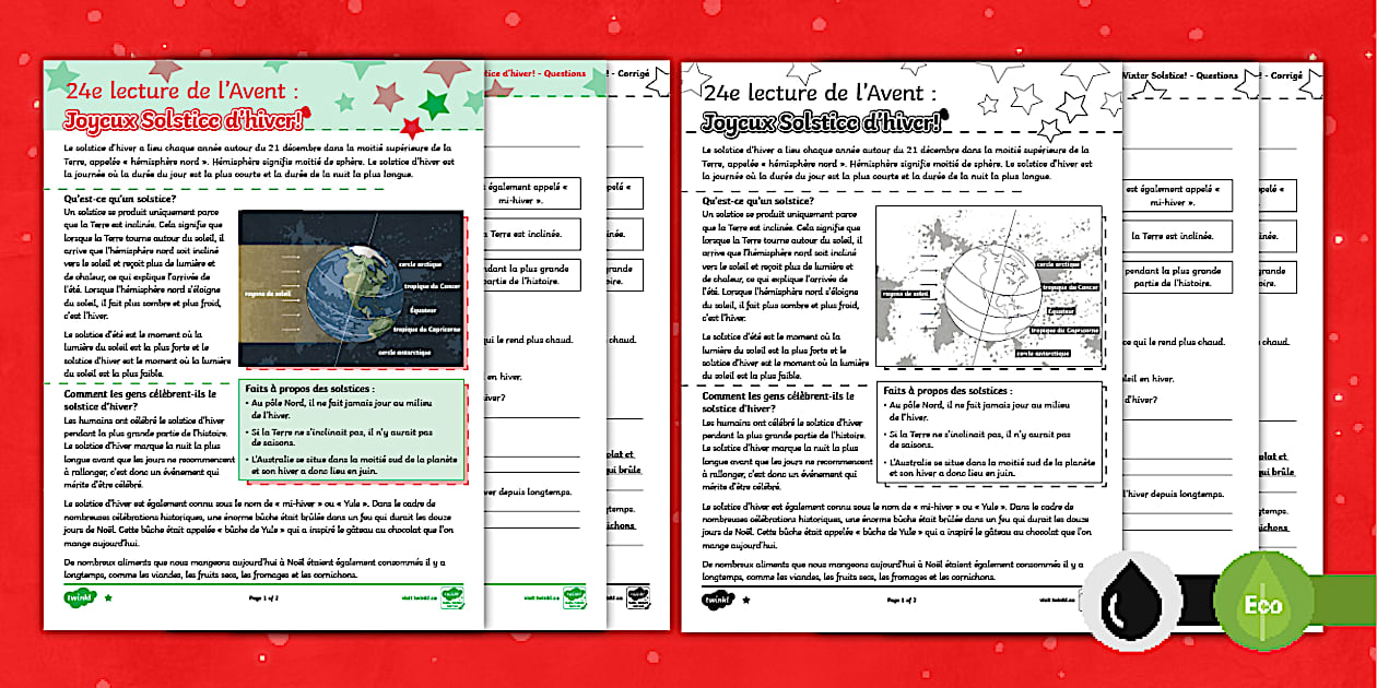 Day 24 of Advent Reading: Happy Winter Solstice! French