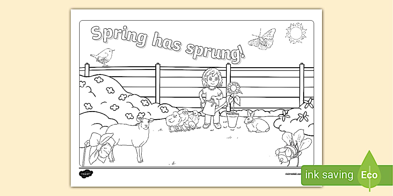 Spring Has Sprung! Colouring Page (Teacher-Made) - Twinkl