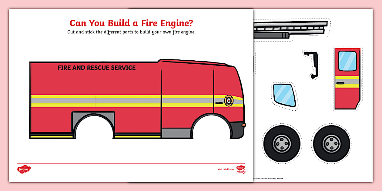 Can You Build a Fire Engine? Cutting Skills Activity
