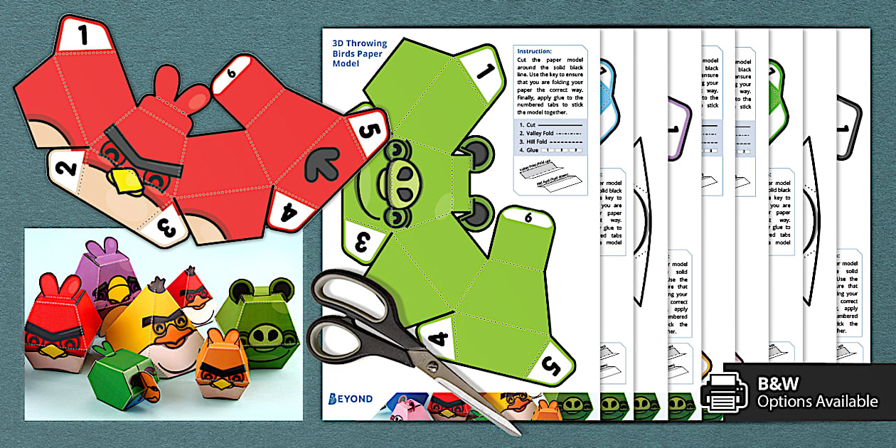 3D Throwing Birds Paper Model (teacher made) - Twinkl