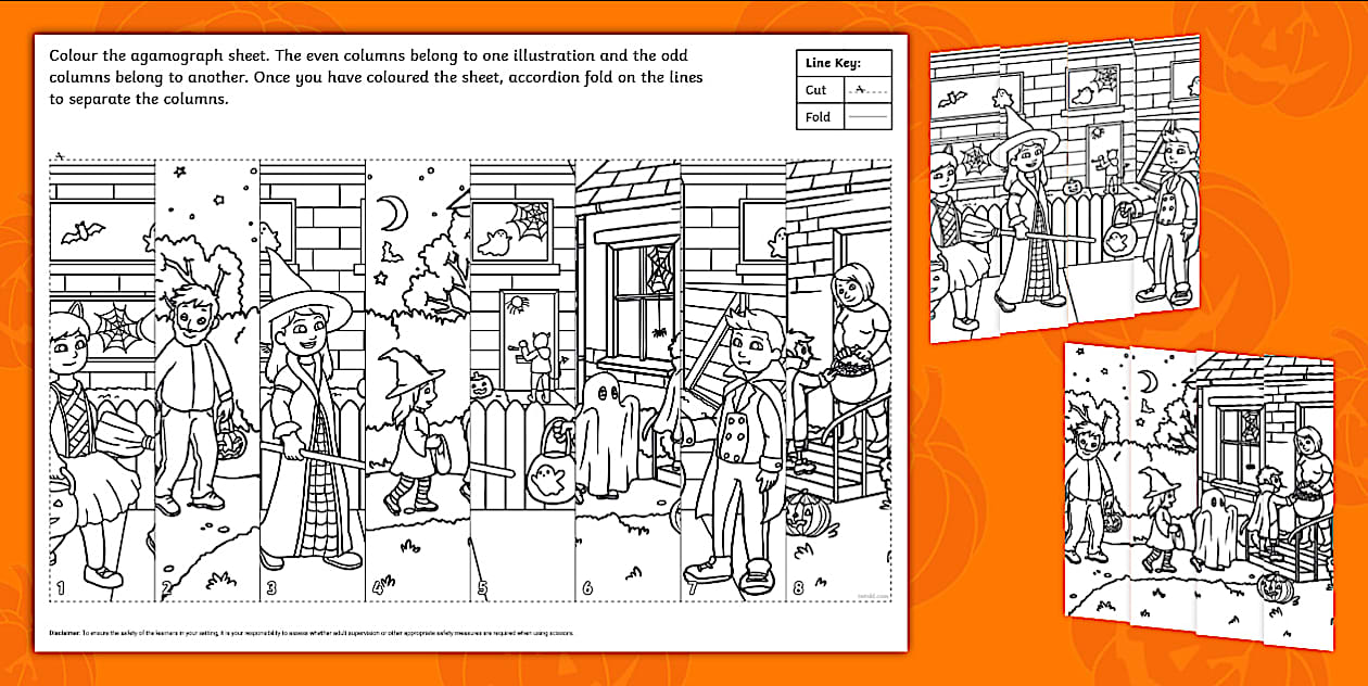 Halloween Trick-or-Treating Scene Agamograph (teacher made)