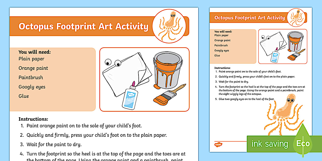 Under the Sea Crafts for Toddlers Footprint Octopus Activity