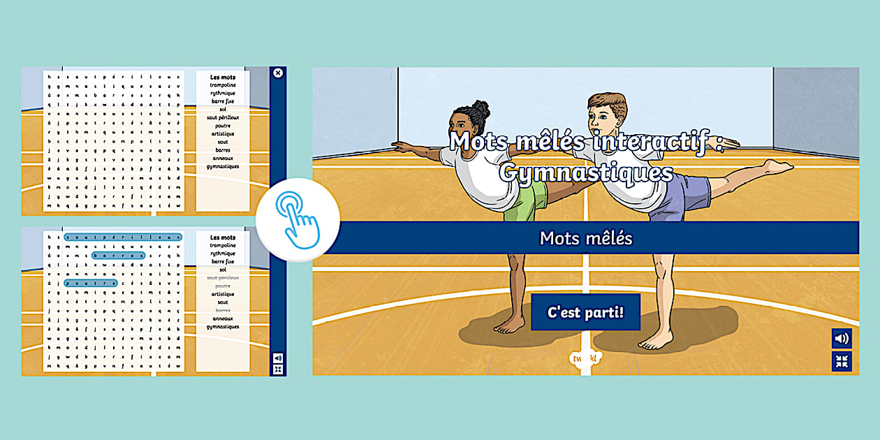 Mots mêlés interactif : La gymnastique - Twinkl