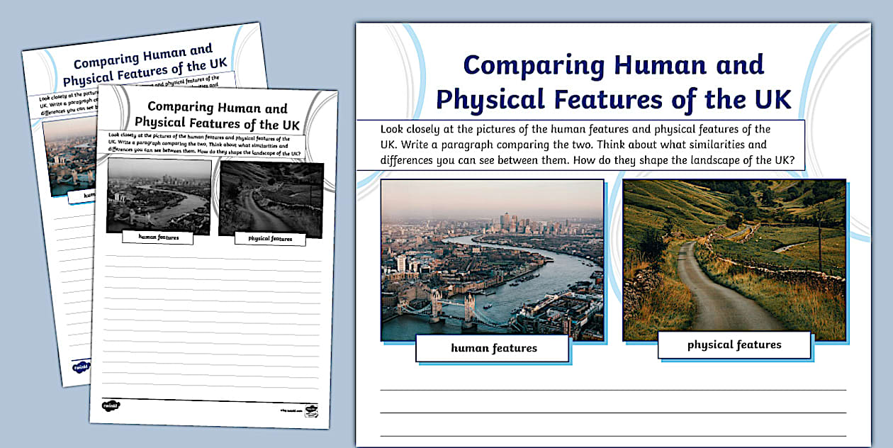 Comparing Human and Physical Features of the UK Worksheet