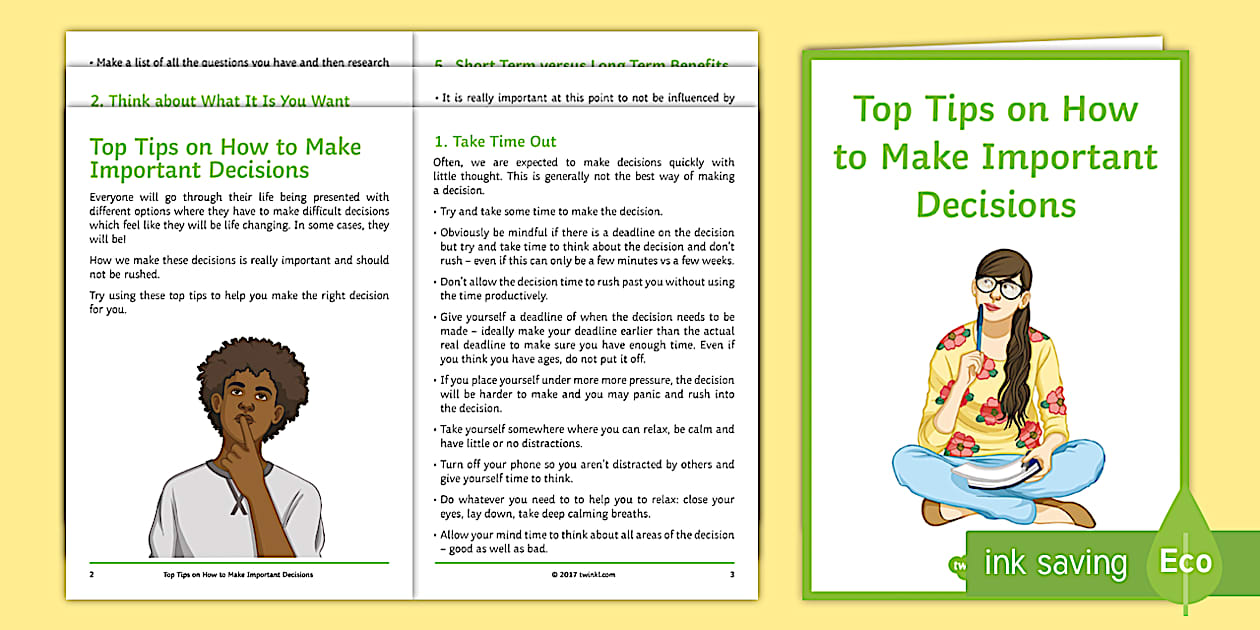 Top Tips on How to Make Important Decisions Guide - Twinkl