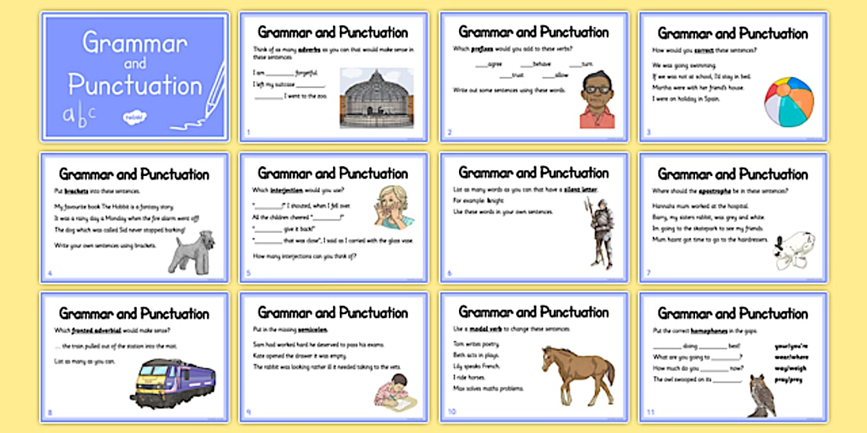 Year 5 Grammar and Punctuation Challenge Cards - Twinkl