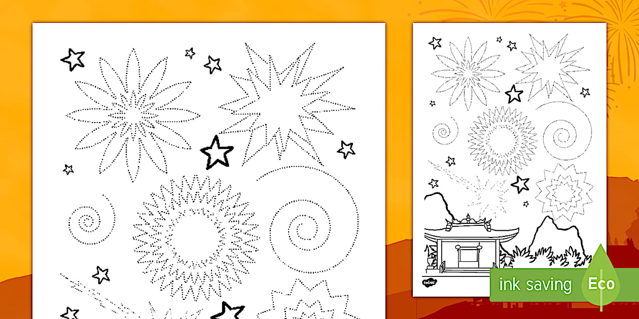 Chinese New Year Firework Sky Pencil Control Worksheets