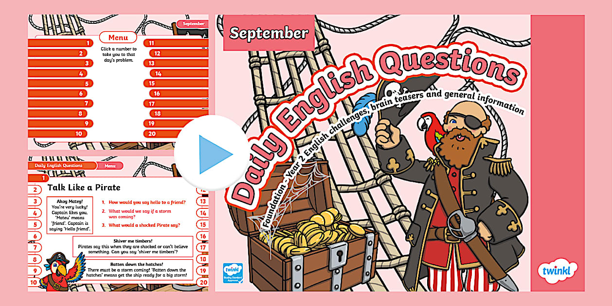 September Daily English Questions for Foundation to Year Two
