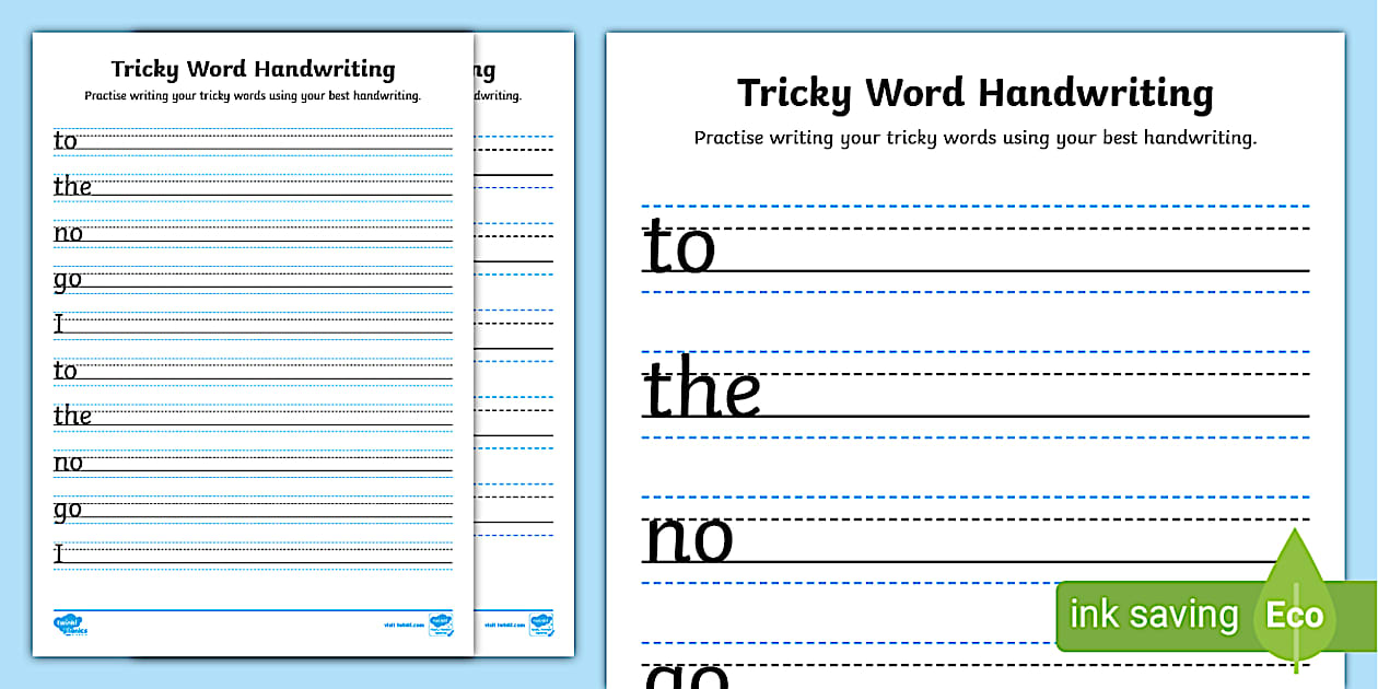Dyslexic All Tricky and Common Exception Words Handwriting Worksheets