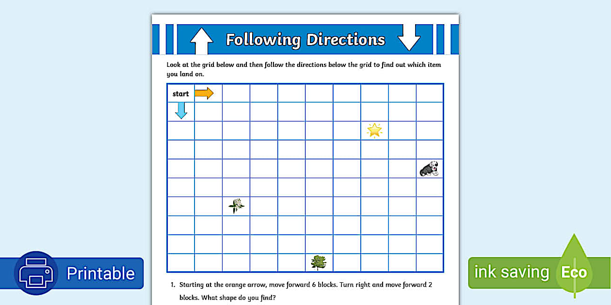 Following Directions Activity Sheet (teacher made) - Twinkl