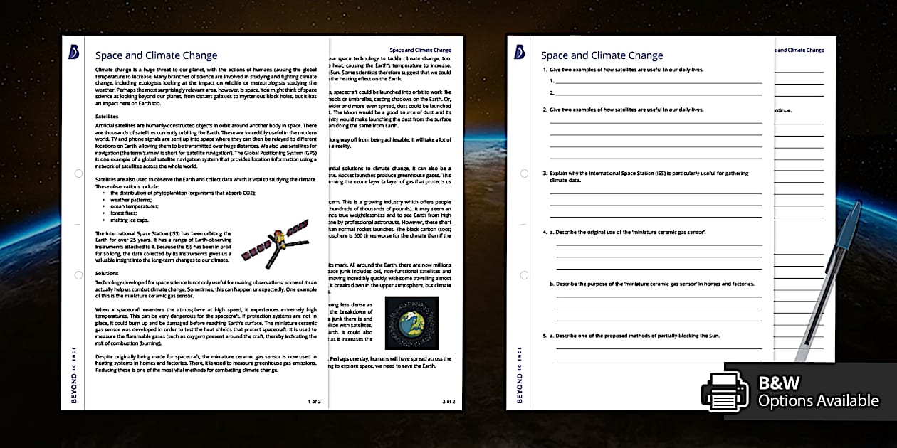 Space and Climate Change Reading Comprehension - Twinkl